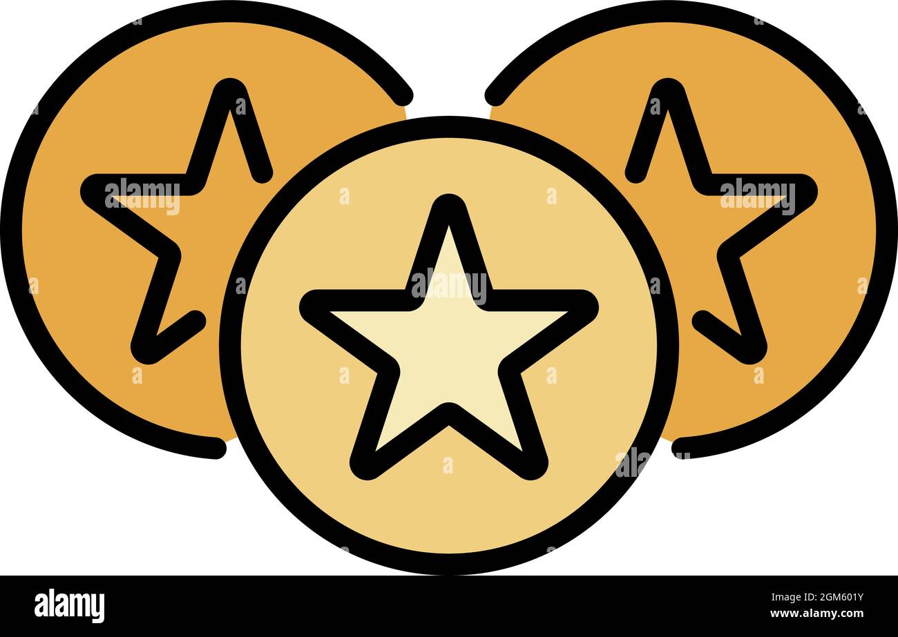 Star emblem icon. Outline star emblem vector icon color flat isolated ...
