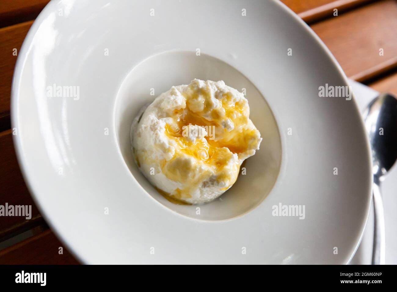 Cheese with honey - traditional Catalan dessert Stock Photo - Alamy