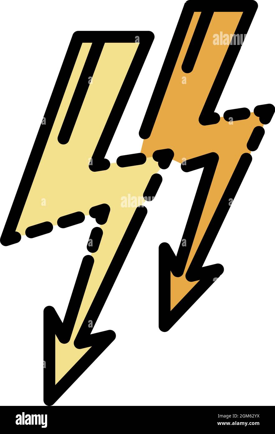 Light bolt icon. Outline light bolt vector icon color flat isolated on ...