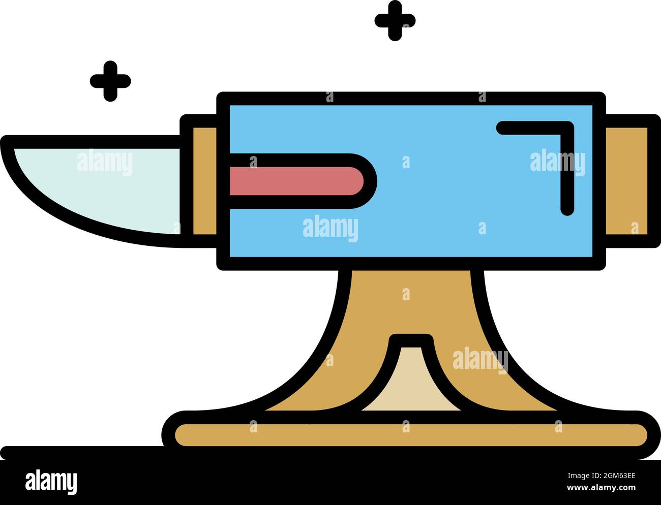 Metal anvil icon. Outline metal anvil vector icon color flat isolated ...