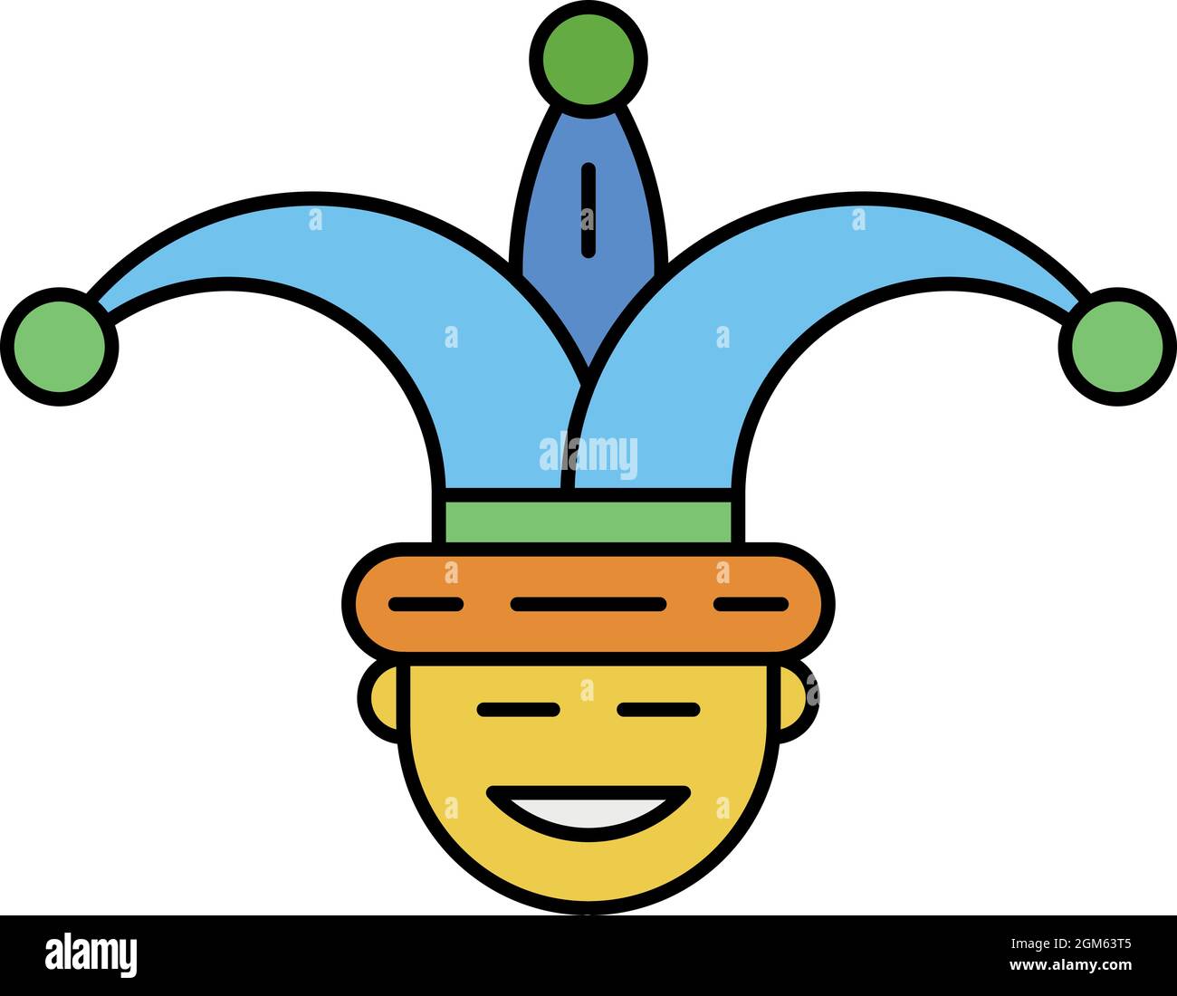 Comic joker face icon. Outline comic joker face vector icon color flat ...