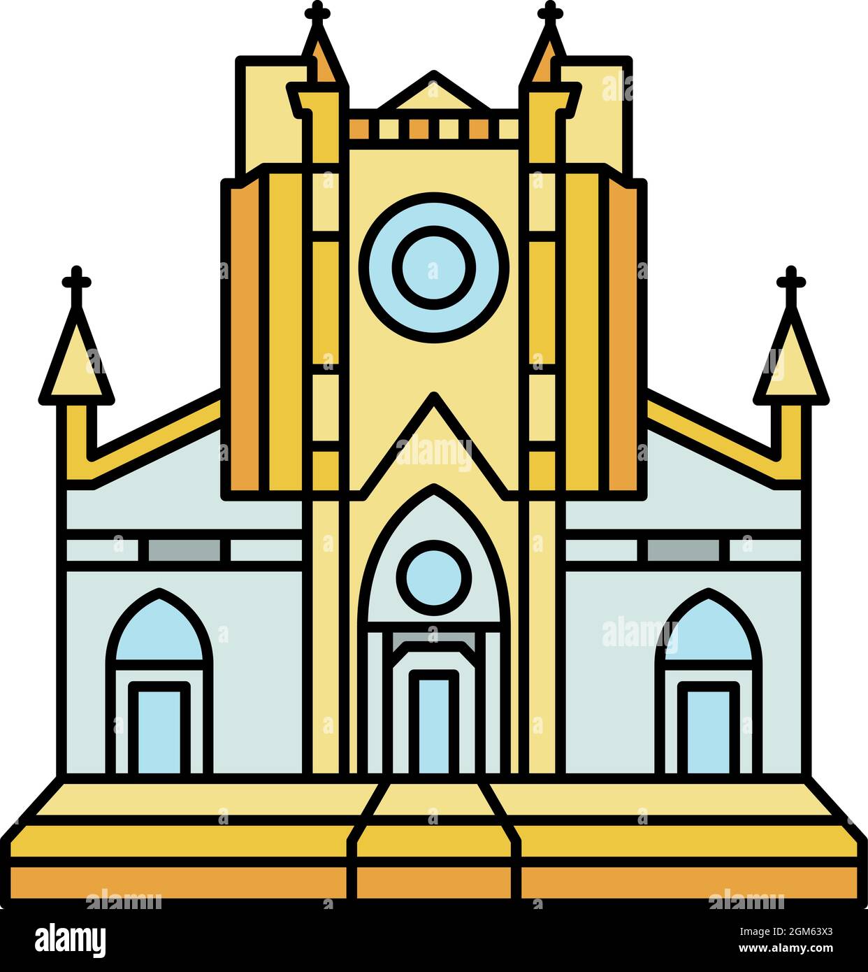 Catholic temple icon. Outline catholic temple vector icon color flat ...