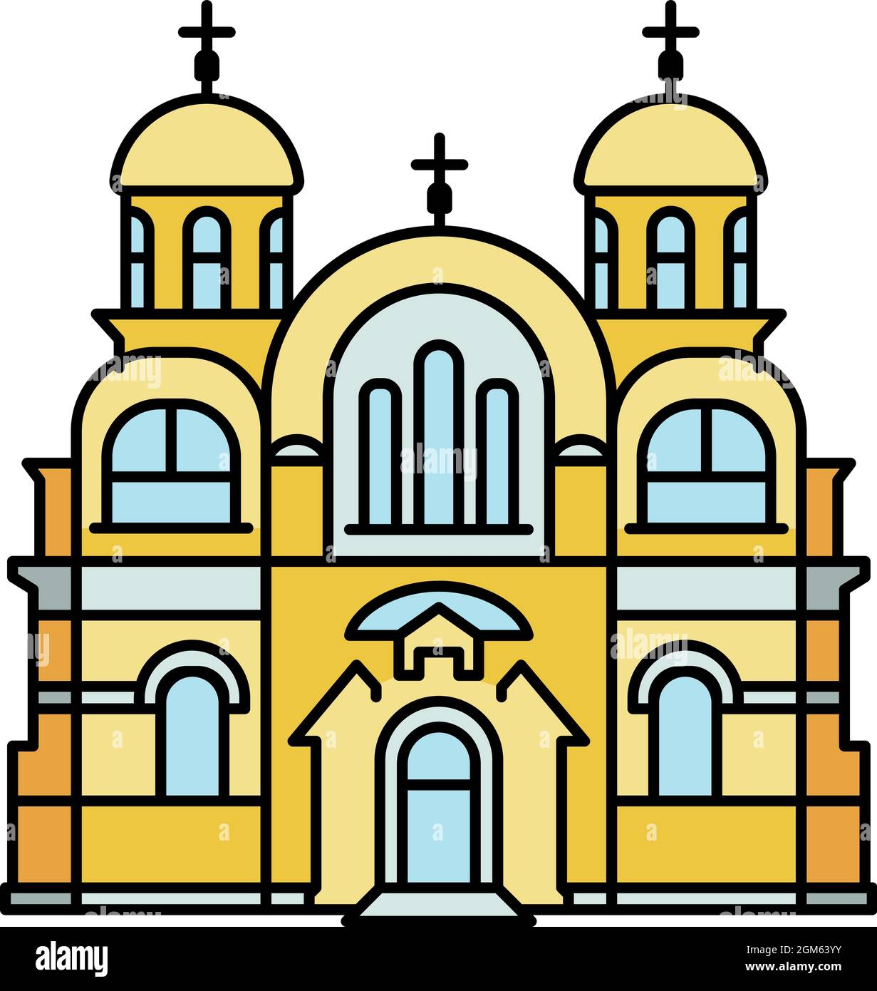 Christian temple icon. Outline christian temple vector icon color flat ...
