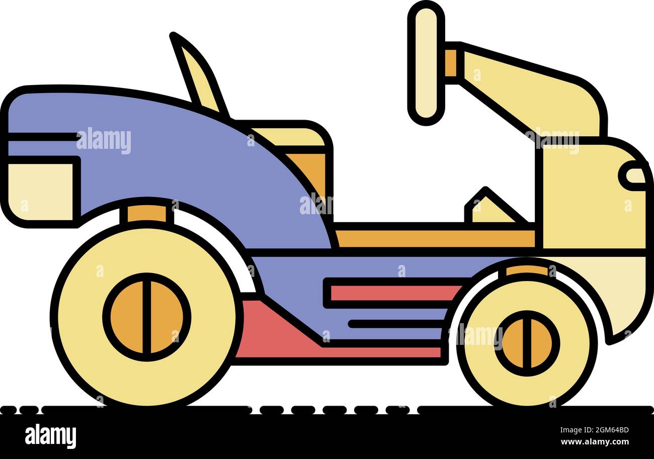 Lawn mower tractor icon. Outline lawn mower tractor vector icon color ...