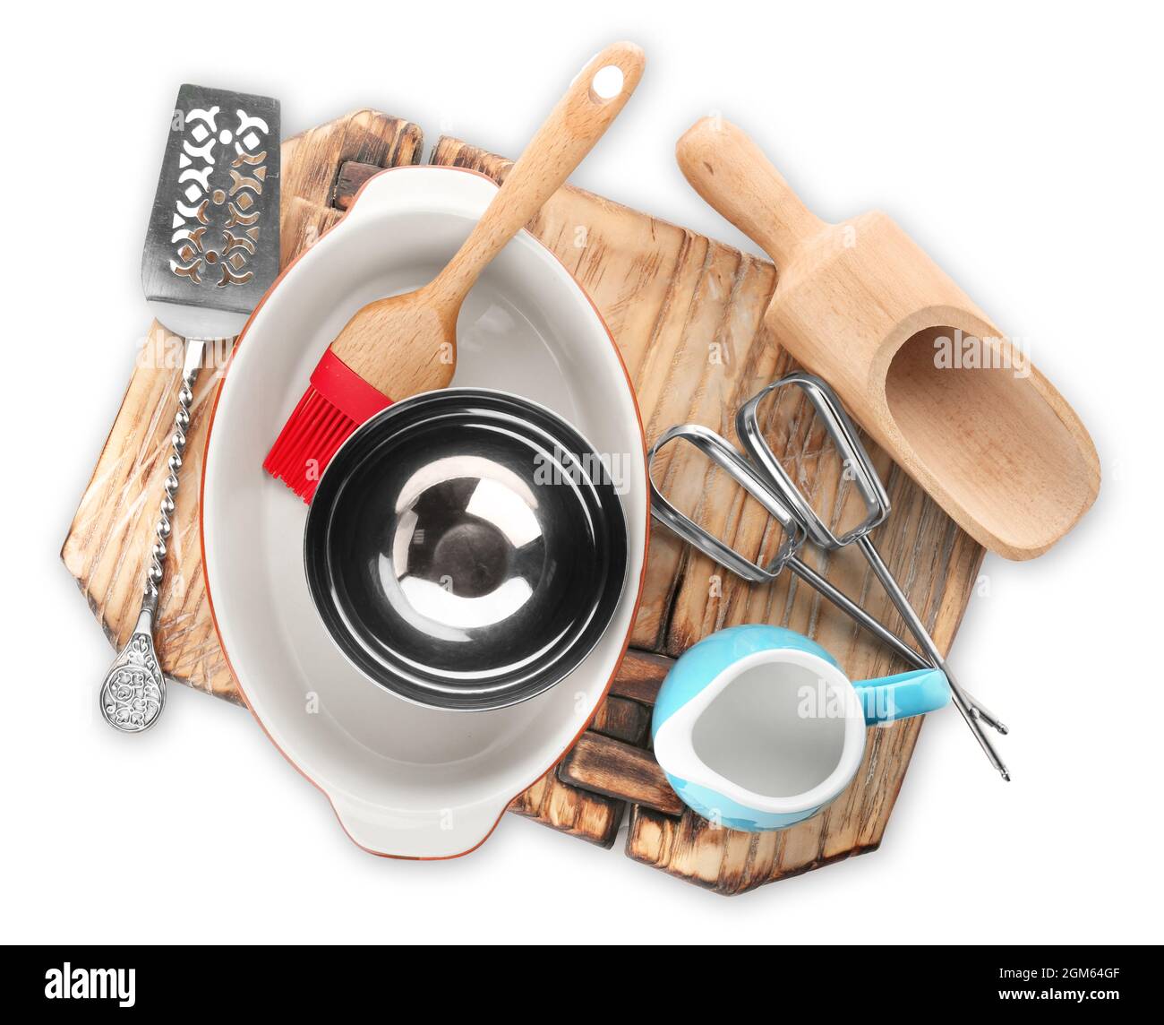 Kitchen utensils for pastries on white background Stock Photo - Alamy