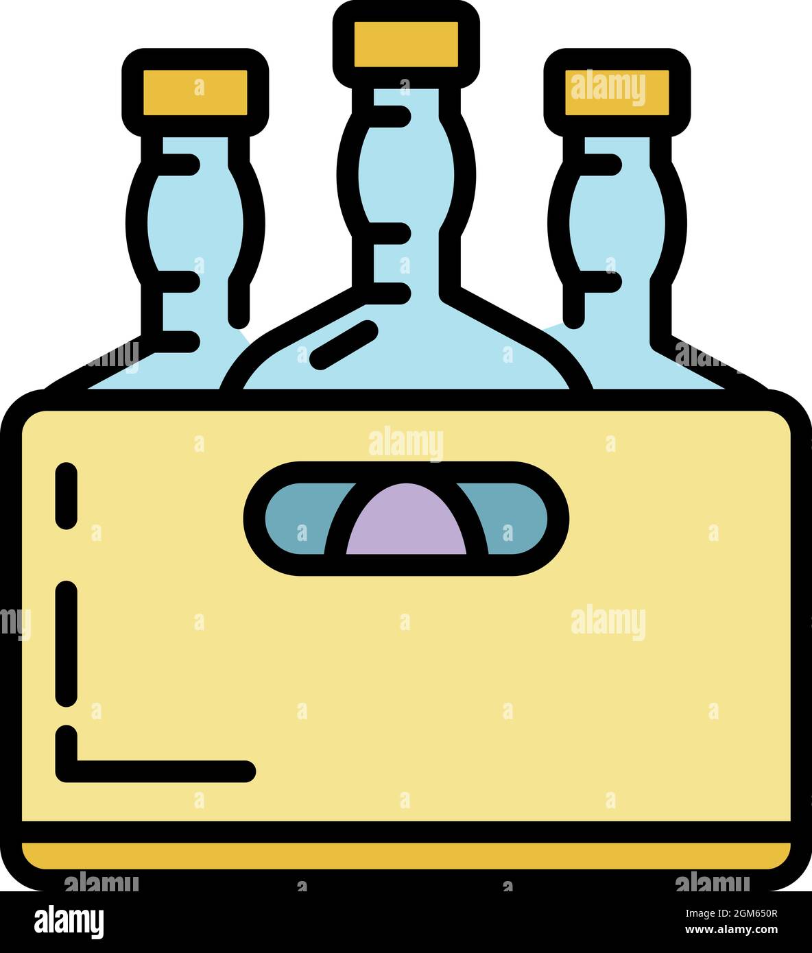 Whiskey bottle box icon. Outline whiskey bottle box vector icon color ...