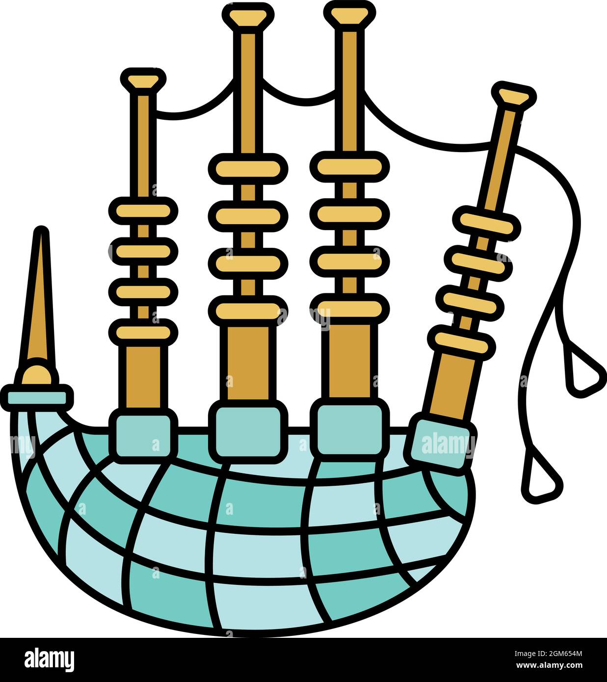Scotland bagpipes icon. Outline Scotland bagpipes vector icon color ...