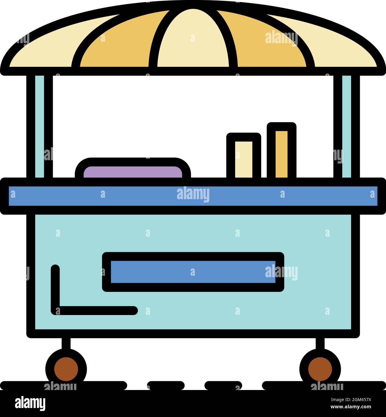 Street food cart icon. Outline street food cart vector icon color flat ...