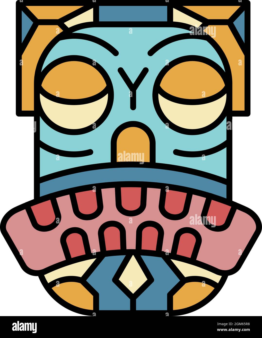 Tribal face icon. Outline tribal face vector icon color flat isolated ...