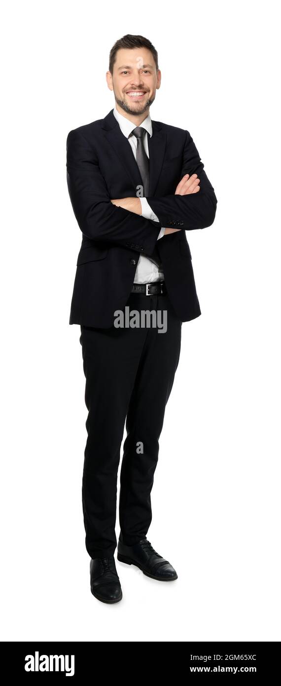 Attractive young man in formal wear on white background Stock Photo - Alamy