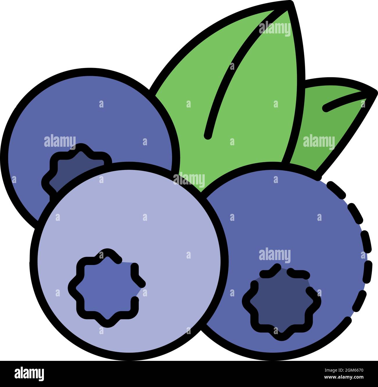Fresh blueberry icon. Outline fresh blueberry vector icon color flat ...