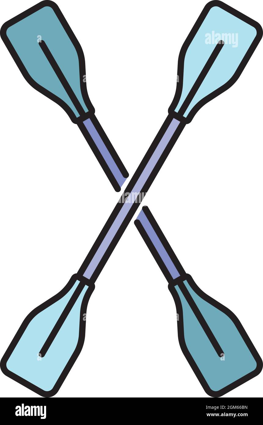 Kayak paddle icon. Outline kayak paddle vector icon color flat isolated ...