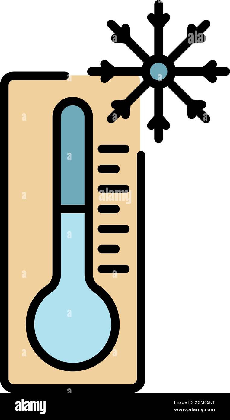 Minus thermometer icon. Outline minus thermometer vector icon color ...