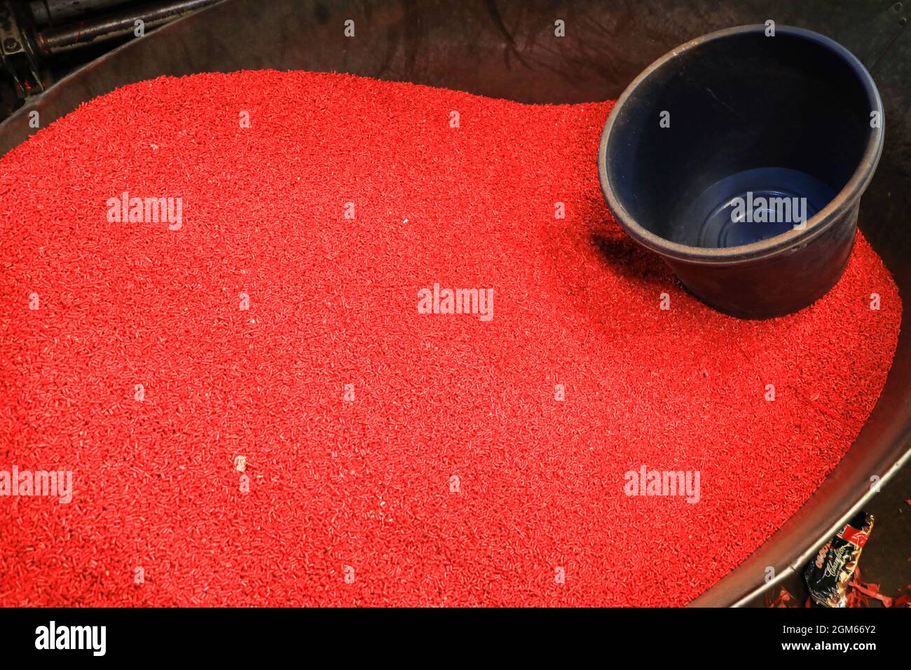 Raw materials for making plastics seen at a Plastic factory in Dhaka ...