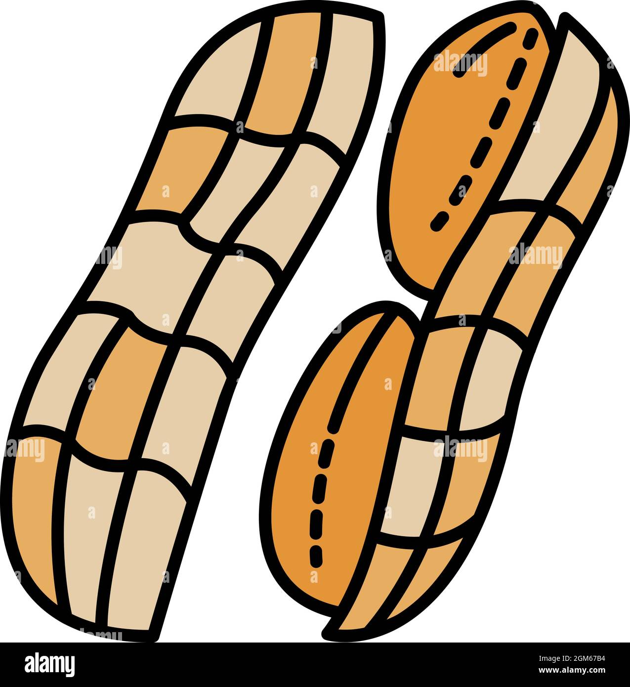 Open peanut shell icon. Outline open peanut shell vector icon color ...