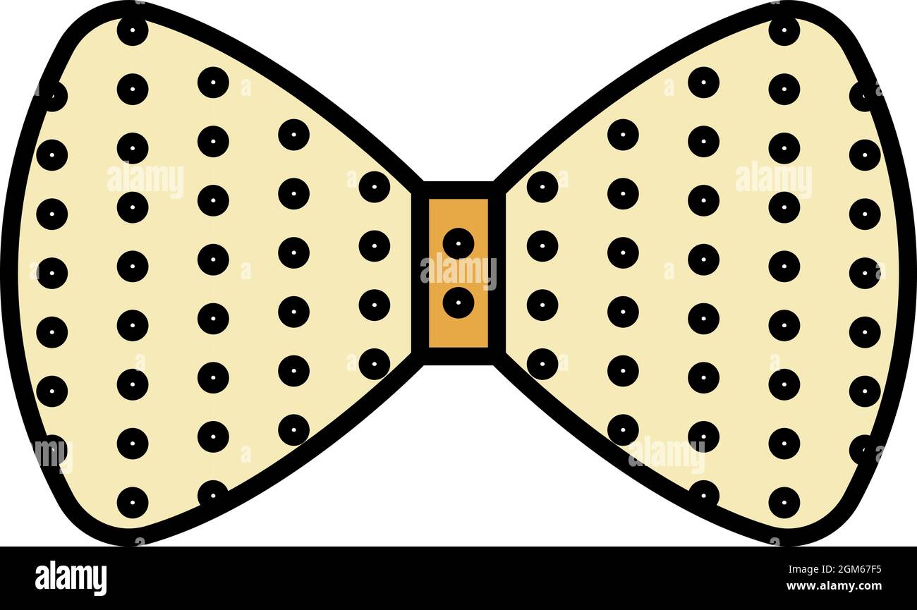 Dotted bow tie icon. Outline dotted bow tie vector icon color flat ...