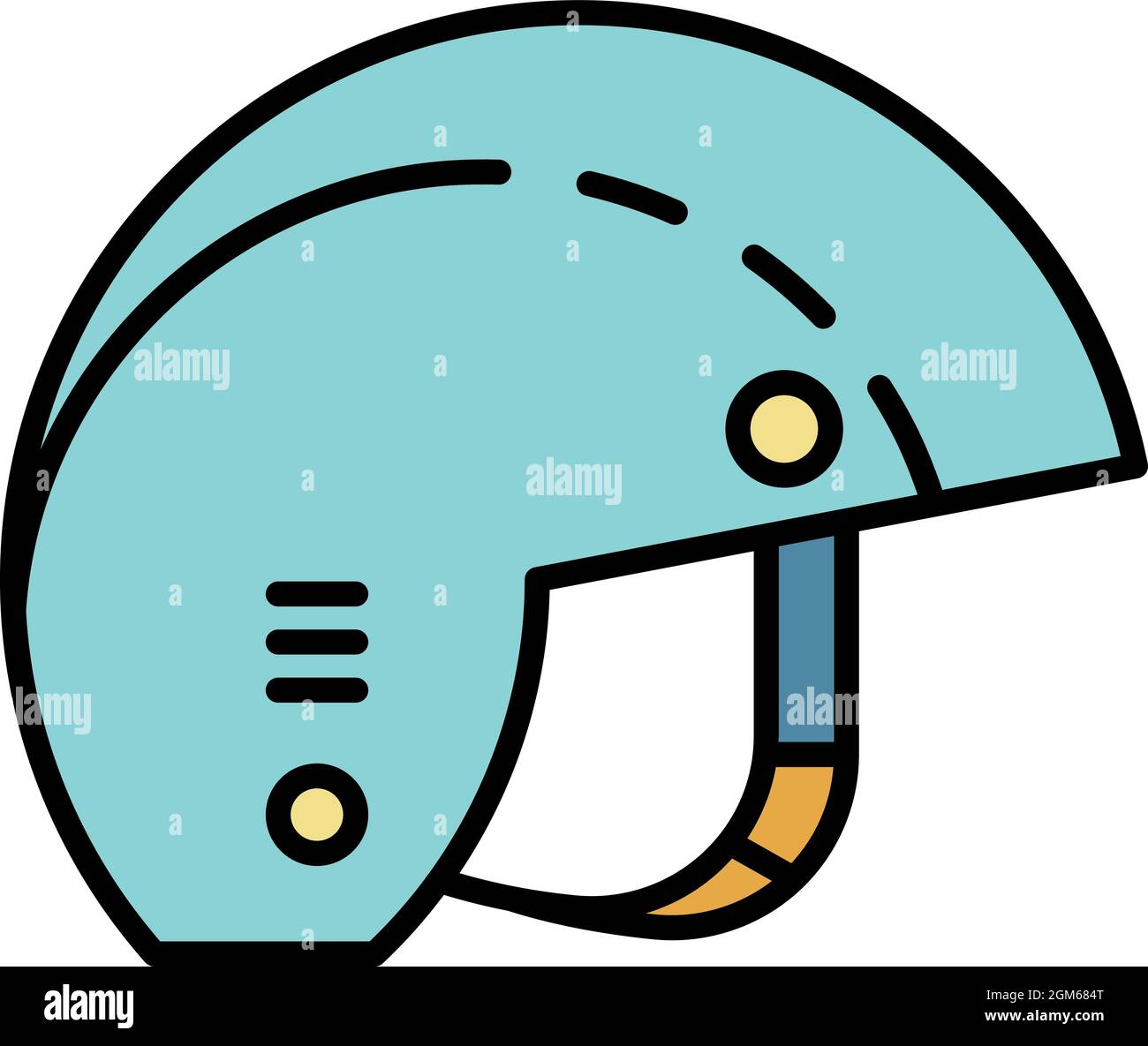 Snowboard helmet icon. Outline snowboard helmet vector icon color flat ...