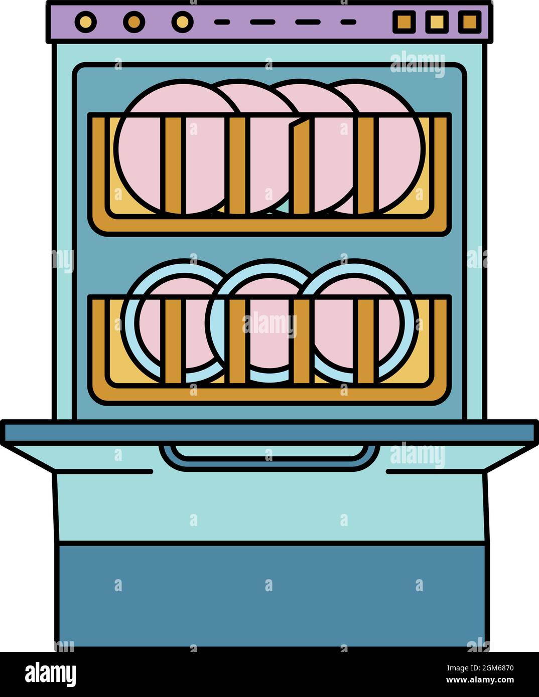 Full dishwasher icon. Outline full dishwasher vector icon color flat ...