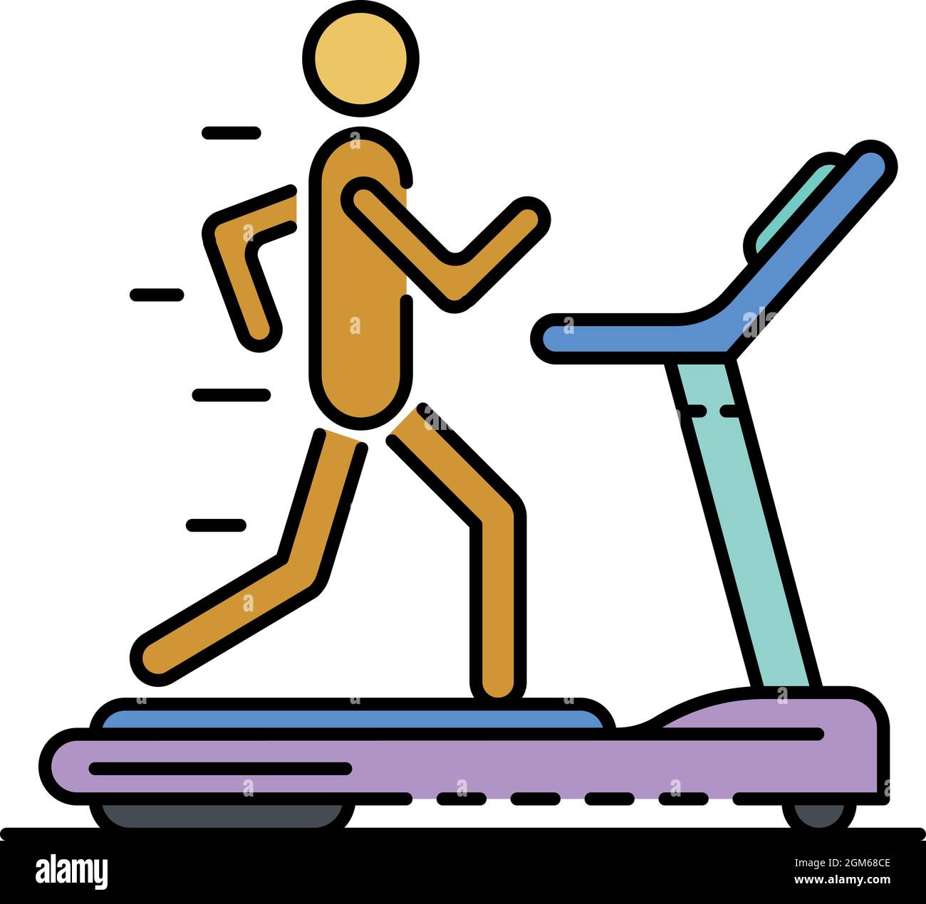 Boy at treadmill icon. Outline boy at treadmill vector icon color flat ...