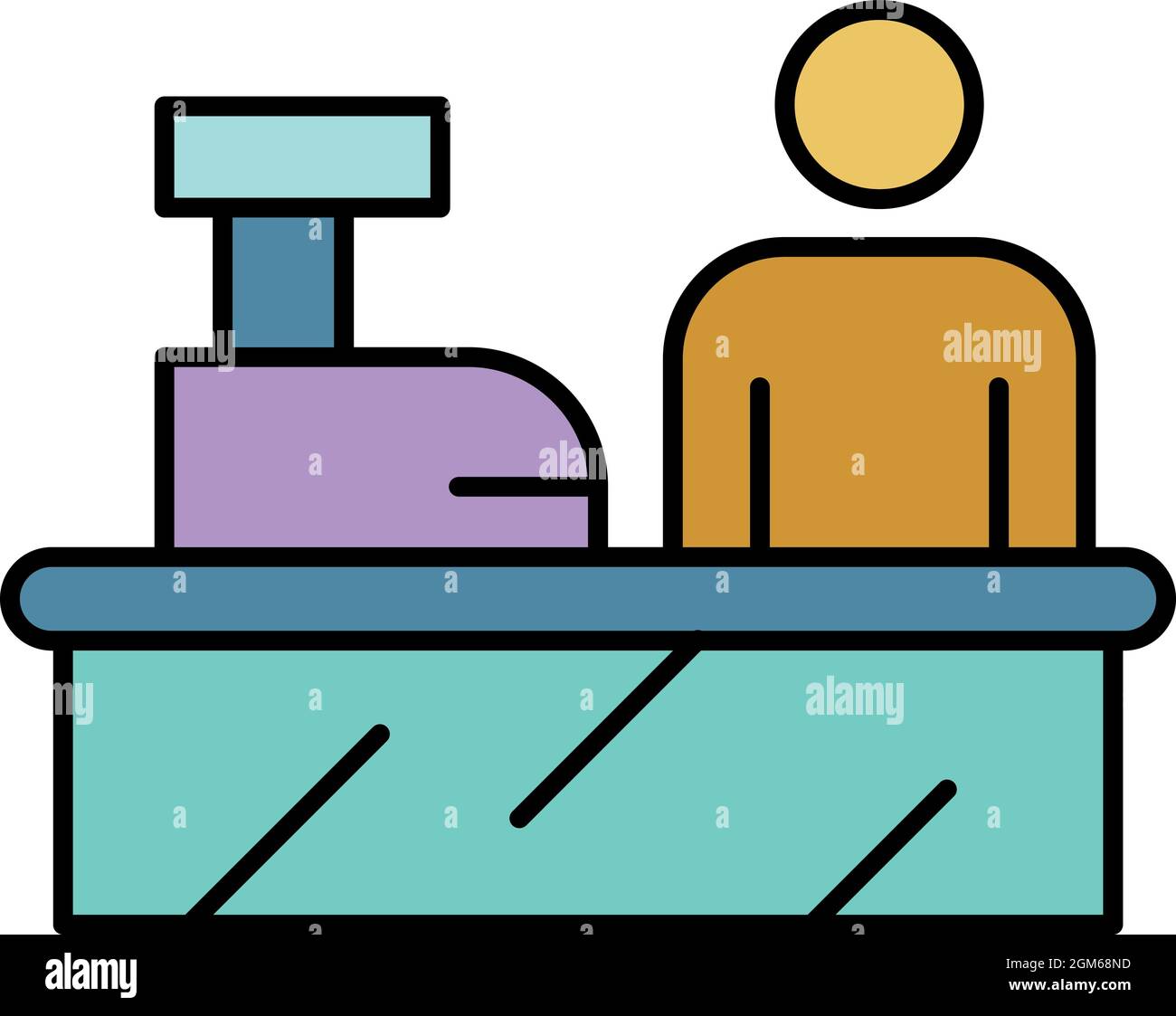 Cashier work place icon. Outline cashier work place vector icon color ...