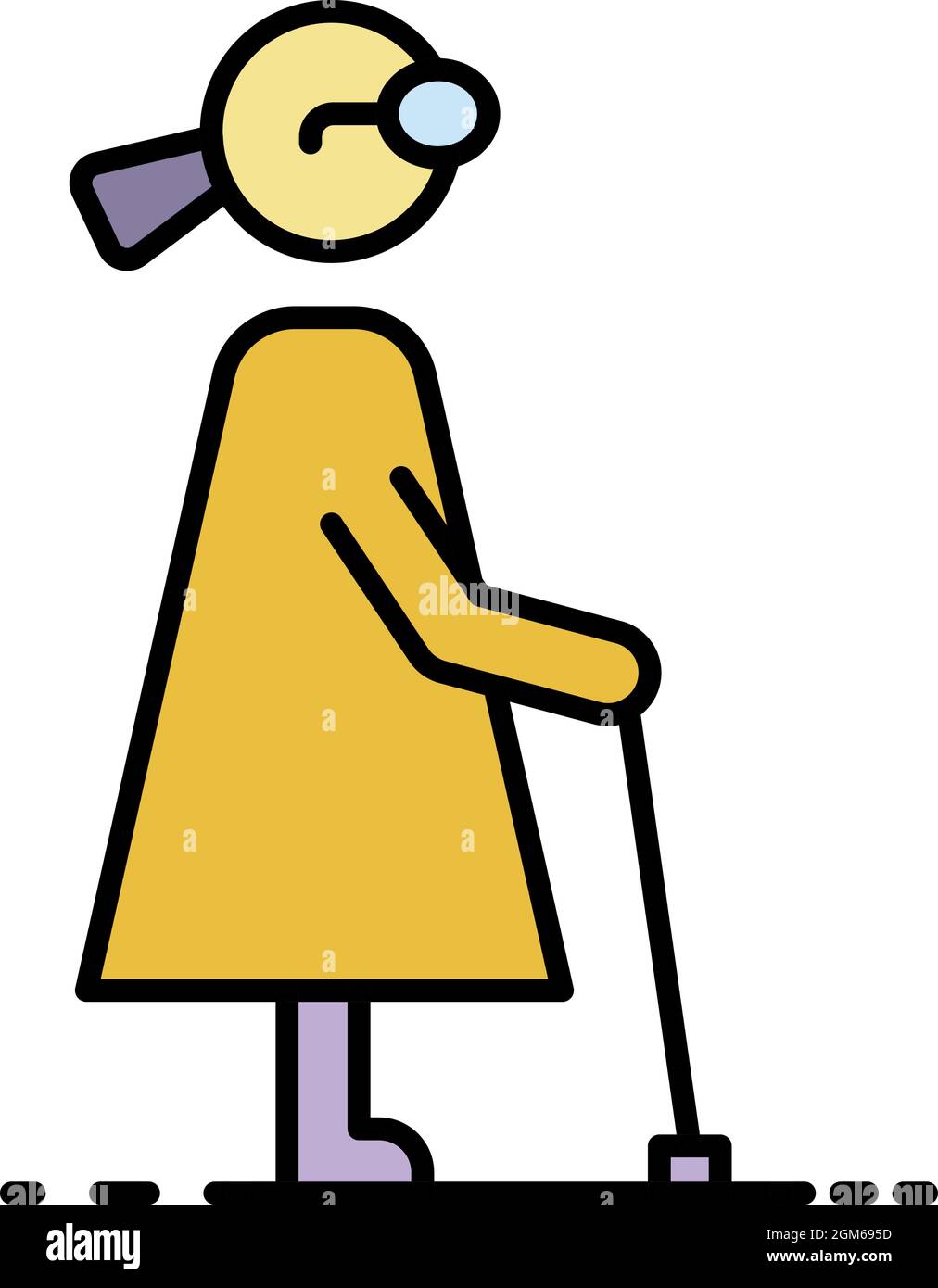 Blind woman icon. Outline blind woman vector icon color flat isolated ...