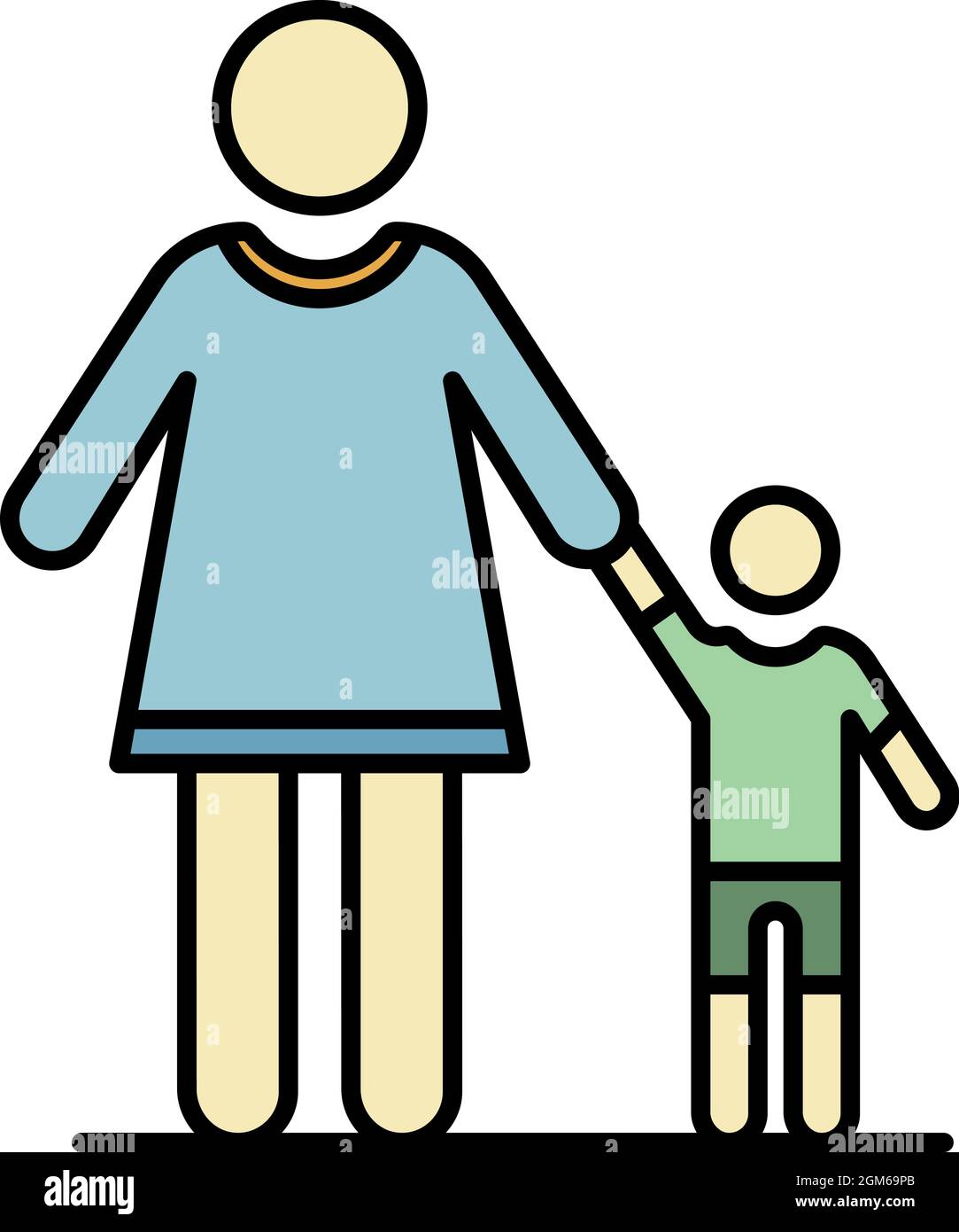 Grandmother With Nephew Icon Outline Grandmother With Nephew Vector Icon Color Flat Isolated On