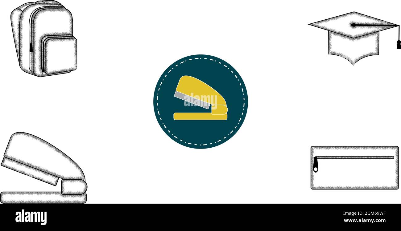 Set of different school supply icons Stock Vector Image & Art - Alamy