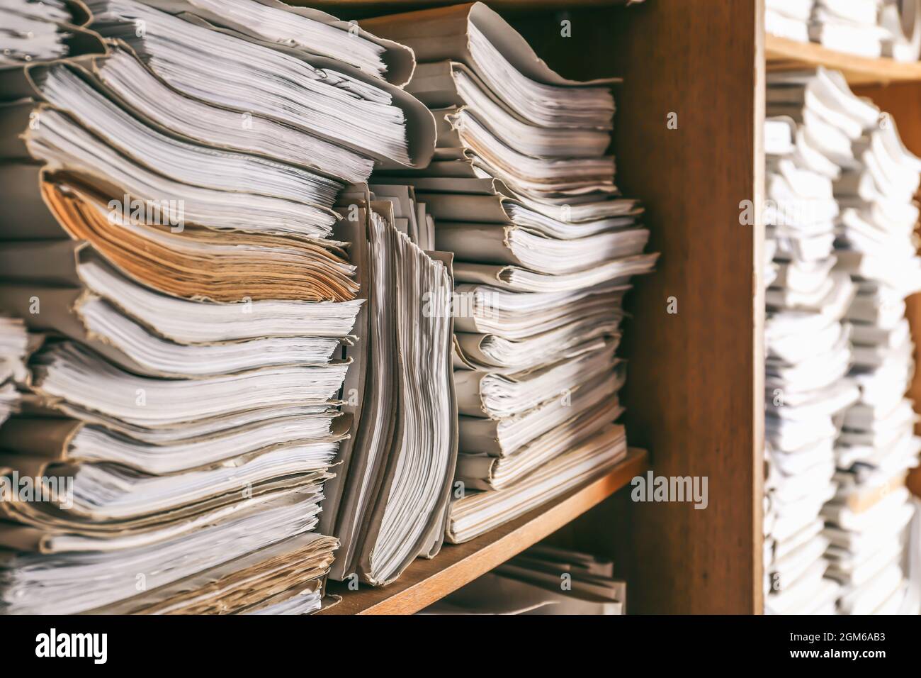 Stacks of old folders with documents in archive Stock Photo - Alamy
