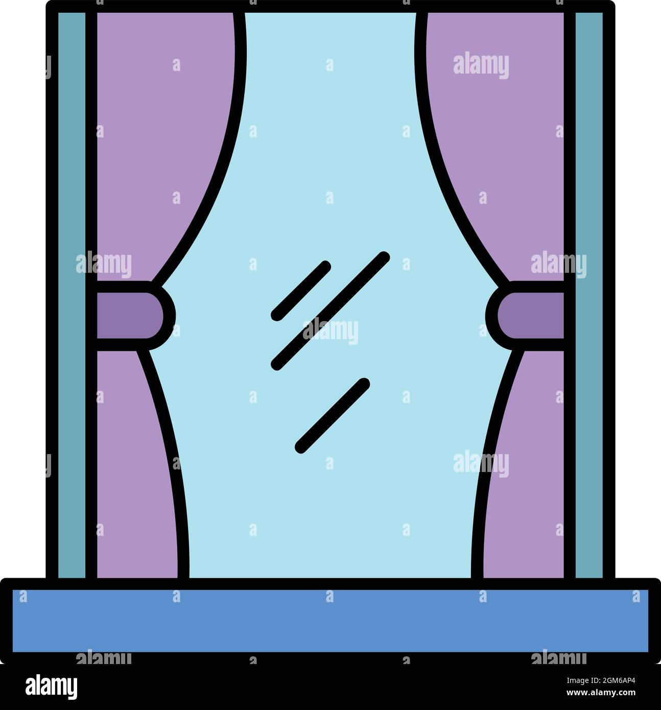Windows Curtains Icon Outline Windows Curtains Vector Icon Color Flat