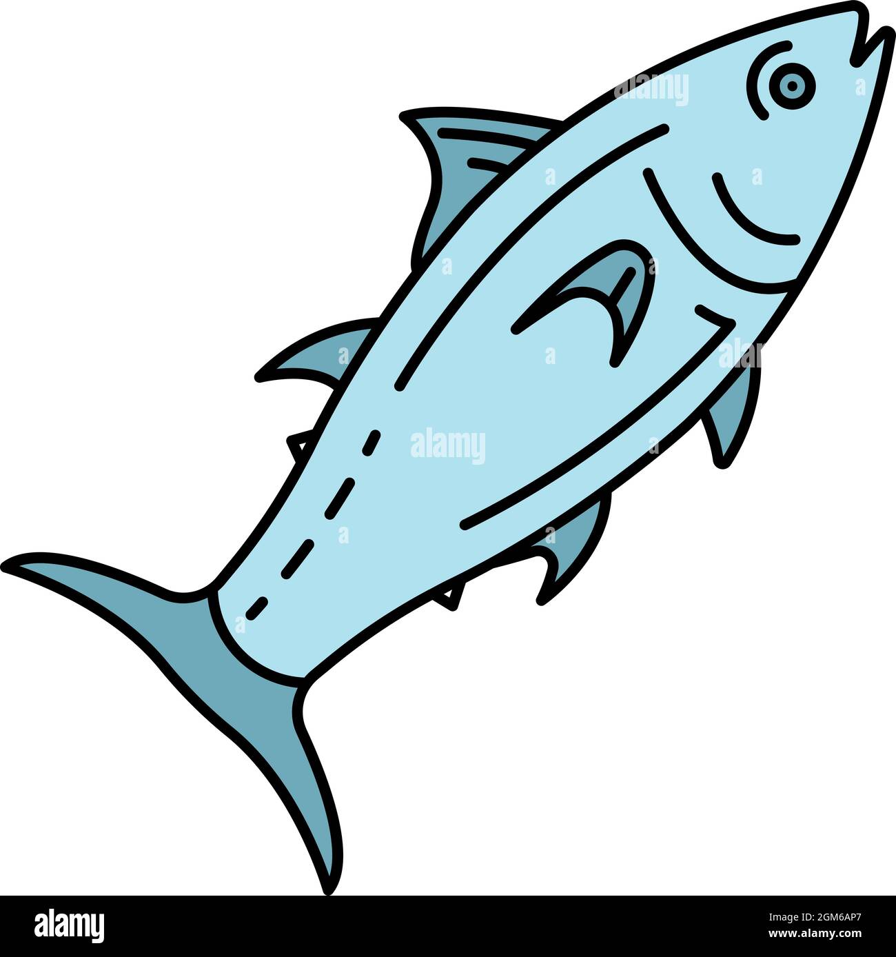 Tuna fish icon. Outline tuna fish vector icon color flat isolated on ...