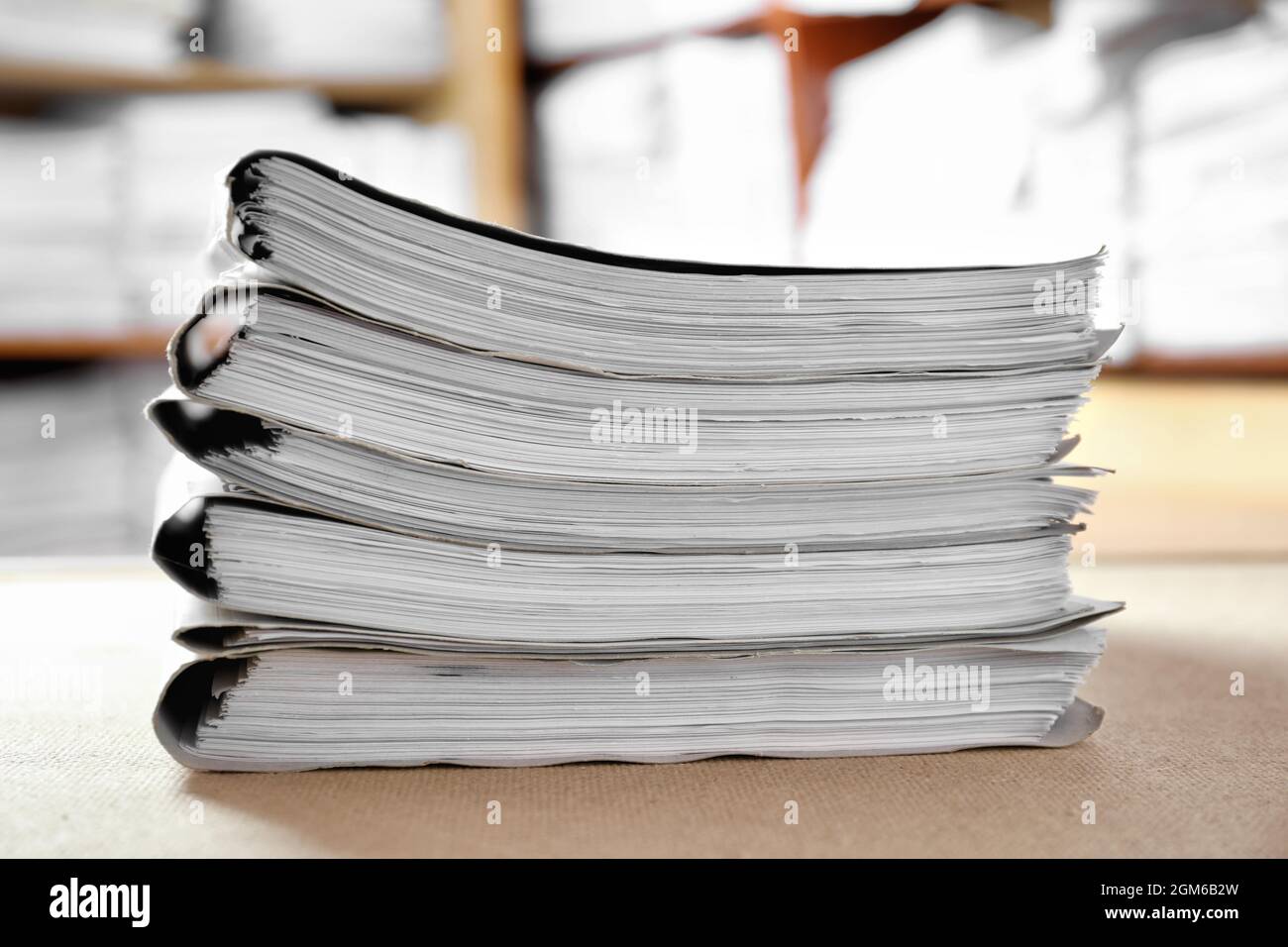 Stack of cardboard folders with documents in archive, closeup Stock ...