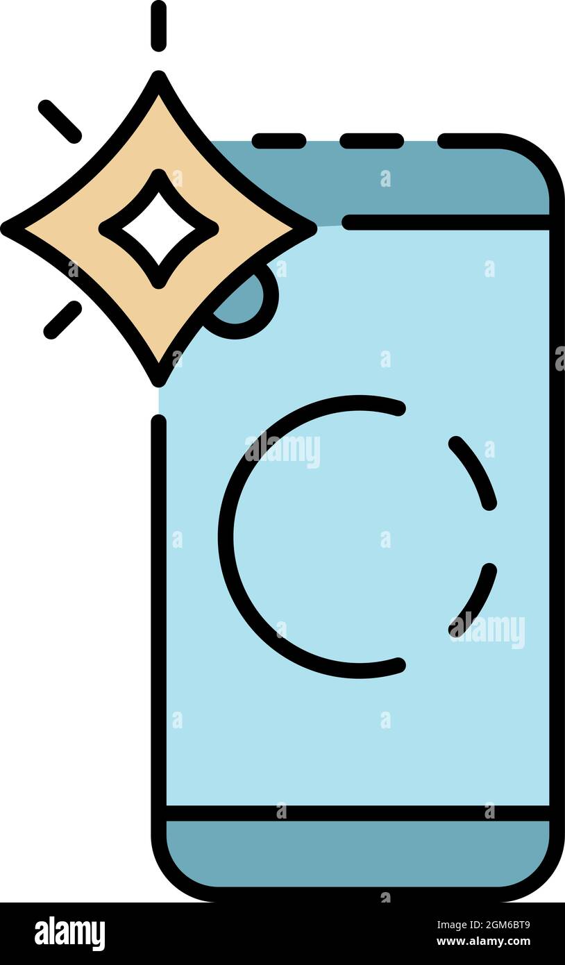 Smartphone flash icon. Outline smartphone flash vector icon color flat ...