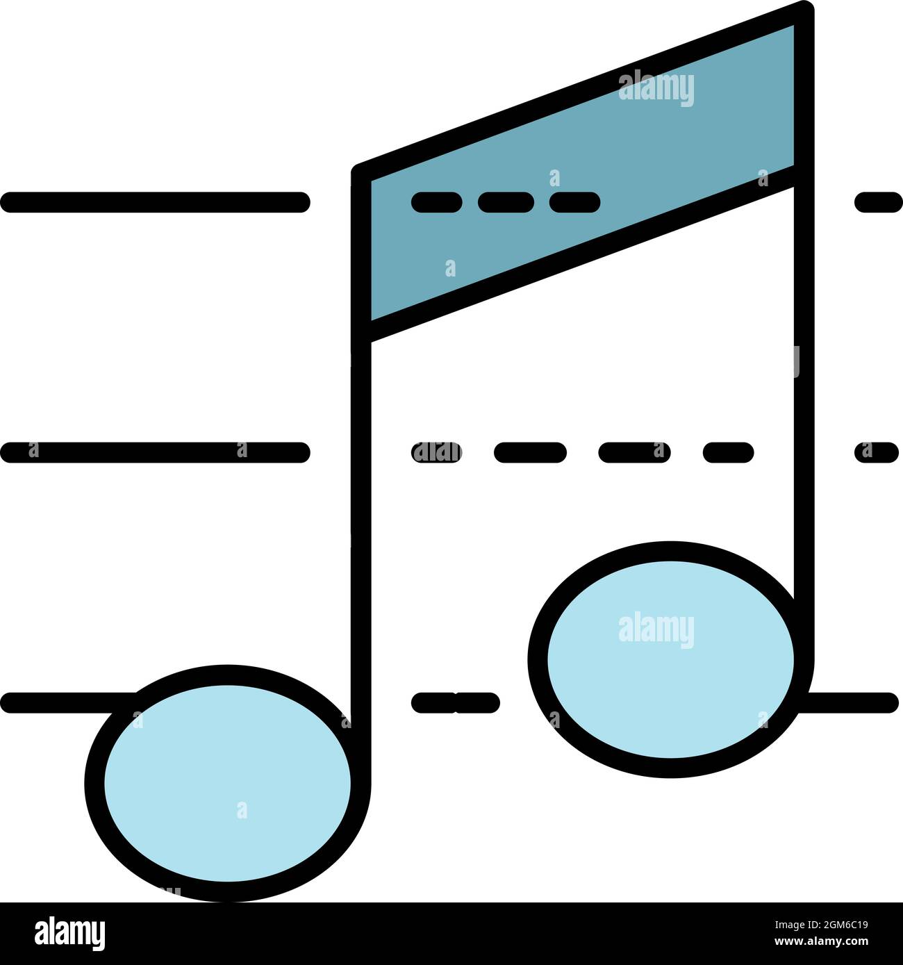 Musical note icon. Outline musical note vector icon color flat isolated ...