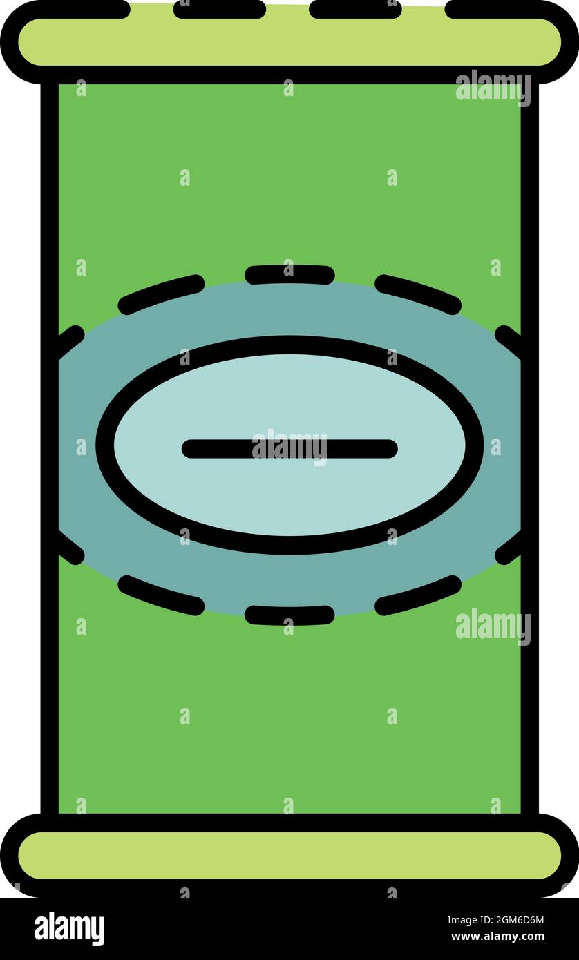 Tin can icon. Outline tin can vector icon color flat isolated on white ...