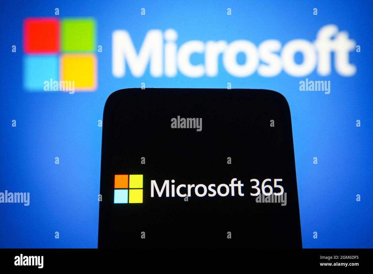 In this photo illustration a Microsoft 365 logo is seen on a smartphone ...