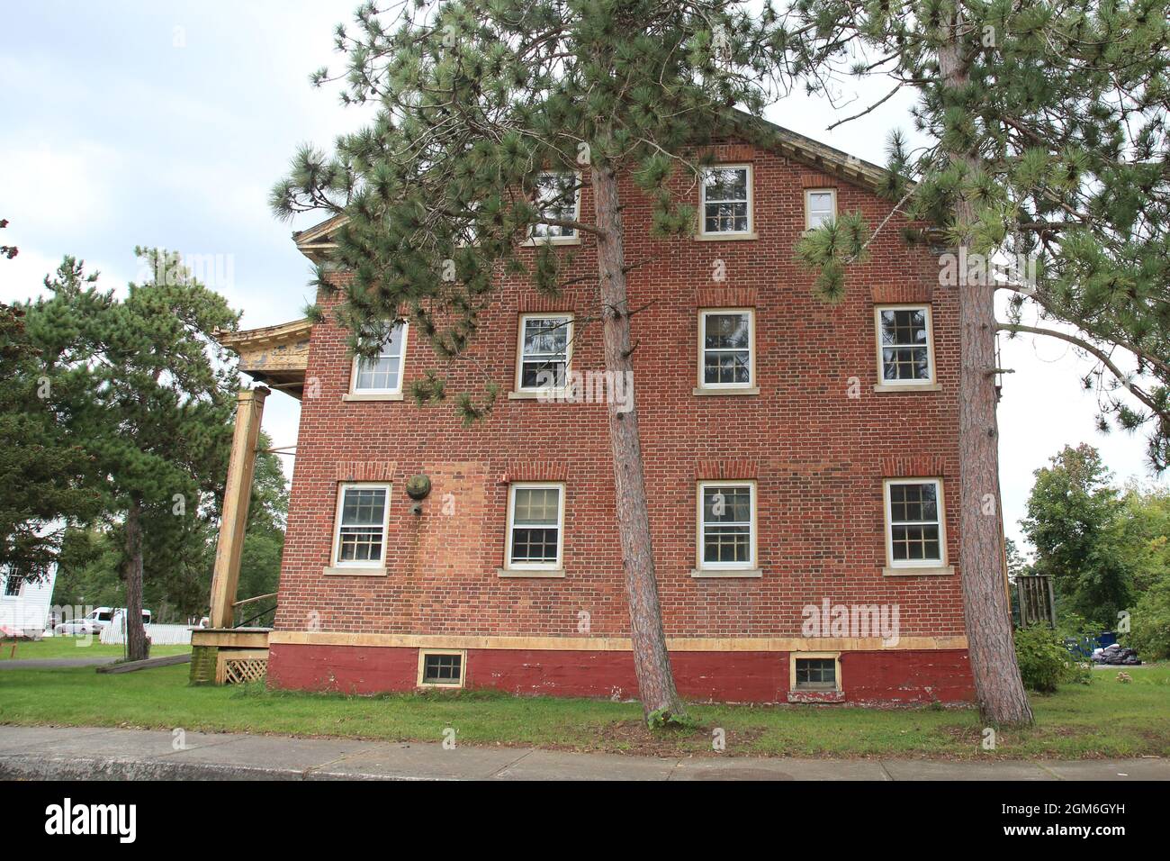 Buildings and people on the grounds of the first Shaker settlement in ...