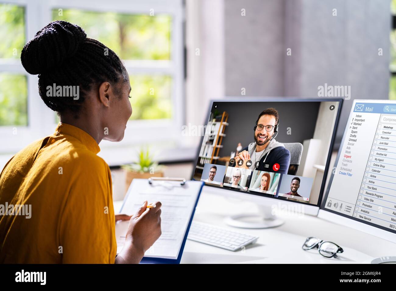 Online Video Conference Business Interview Call Or Webinar Stock Photo ...