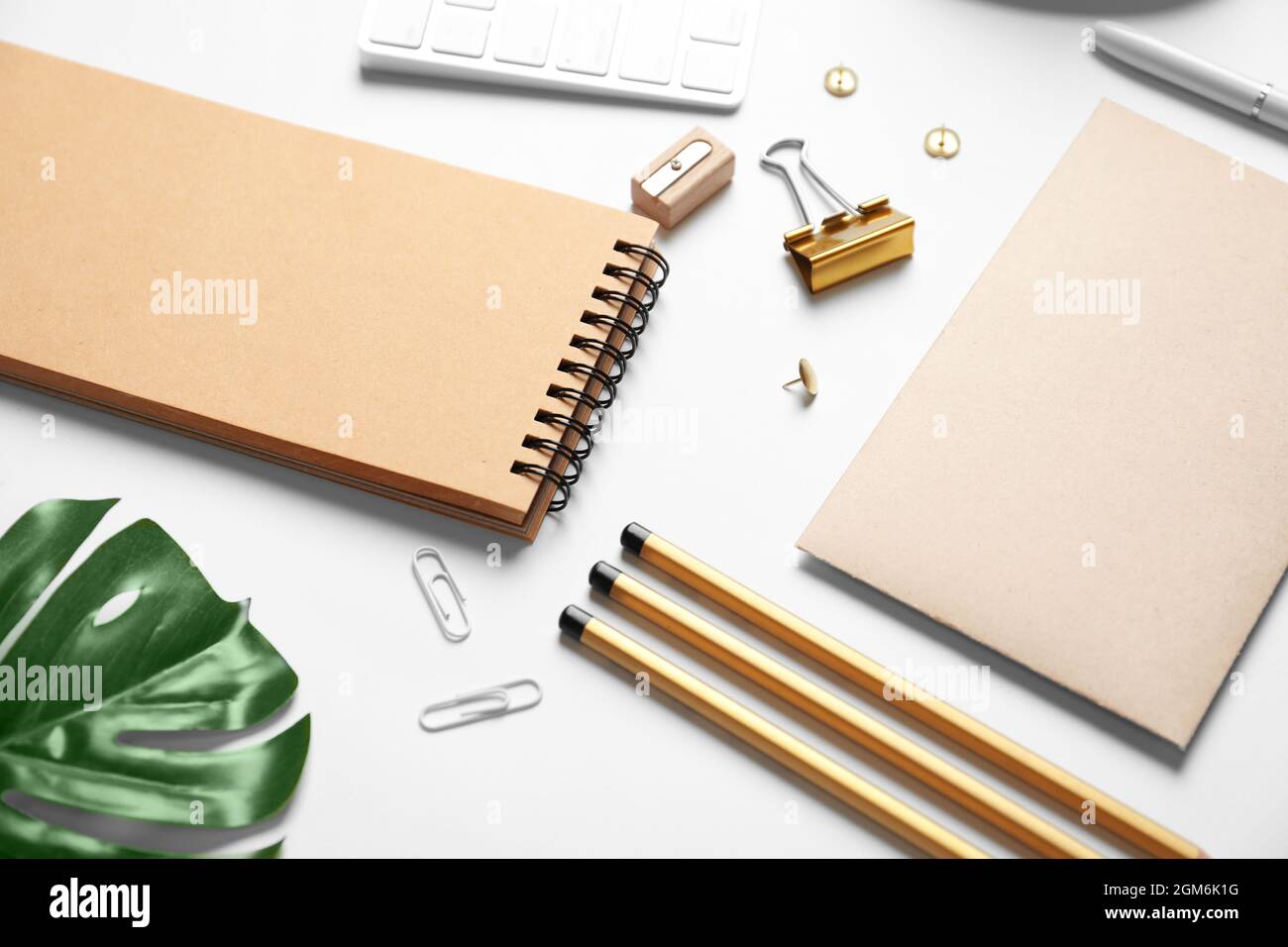 Blank items as mockups for branding on white background Stock Photo - Alamy