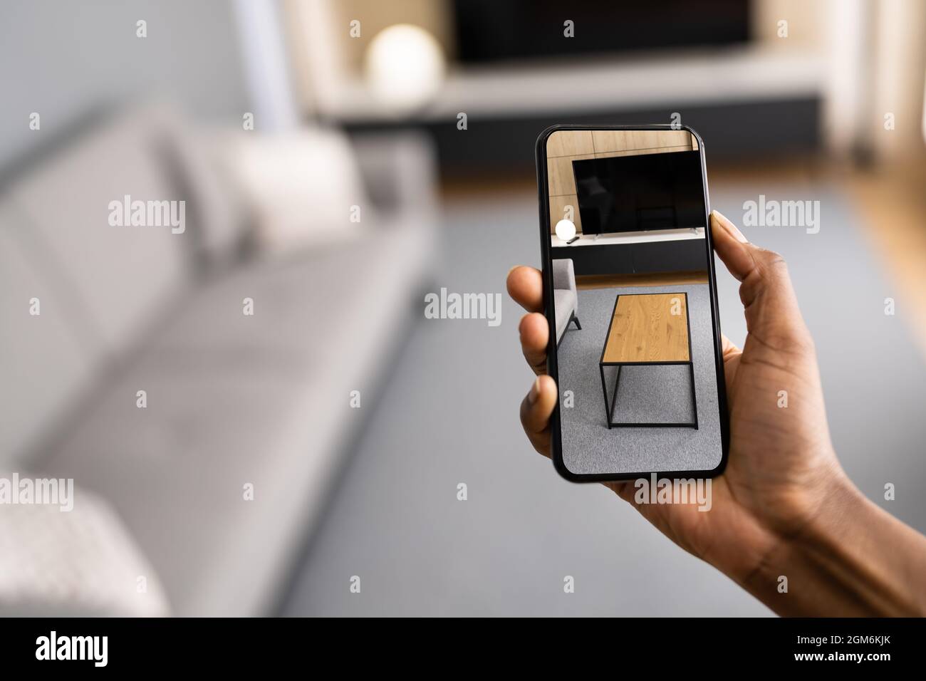 Virtual AR Mobile Phone App. Augmented Reality Furniture Stock Photo ... Virtual AR Mobile Phone App. Augmented Reality Furniture Stock Photo ...