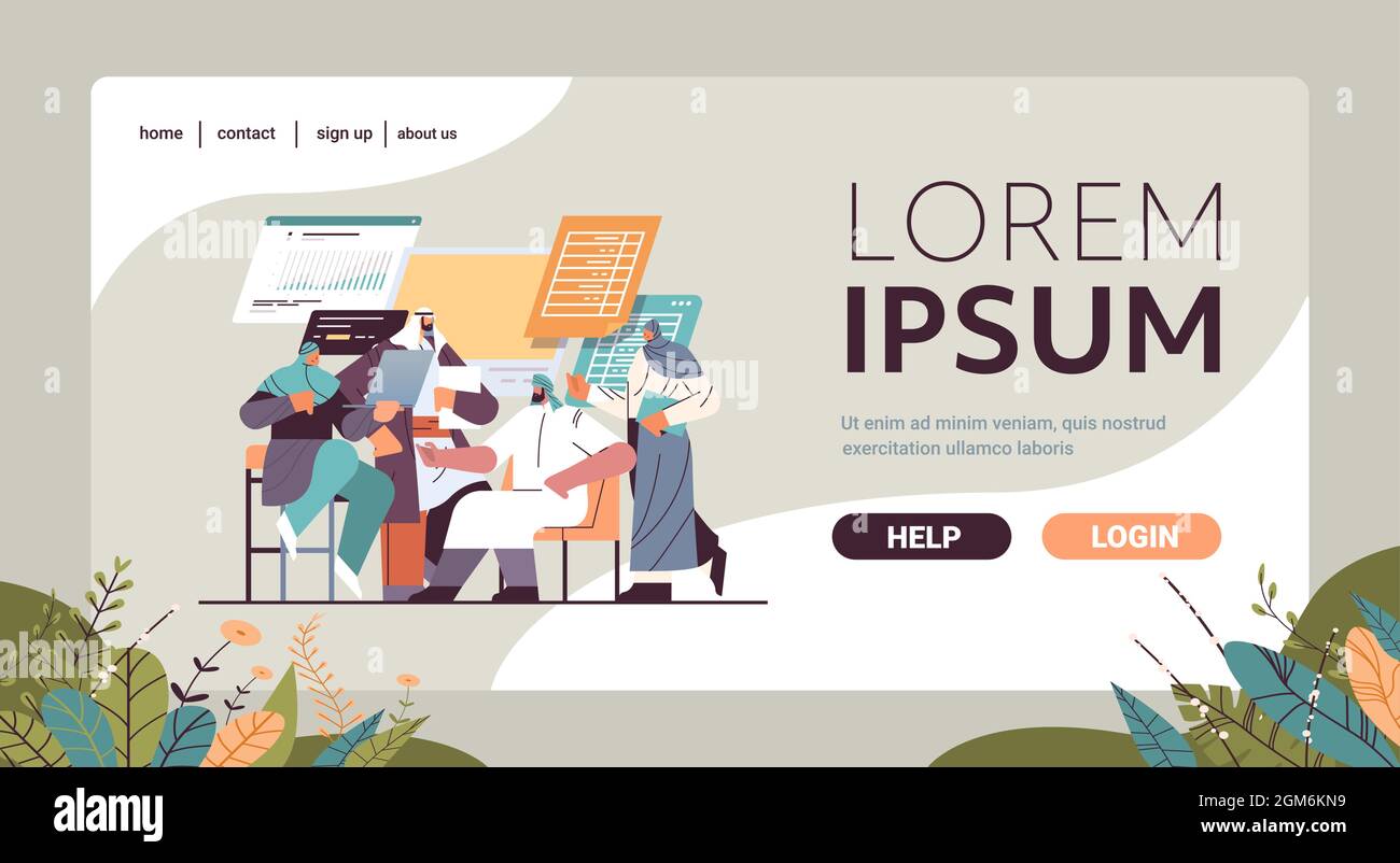 arabic businesspeople analyzing financial data on charts and graphs ...