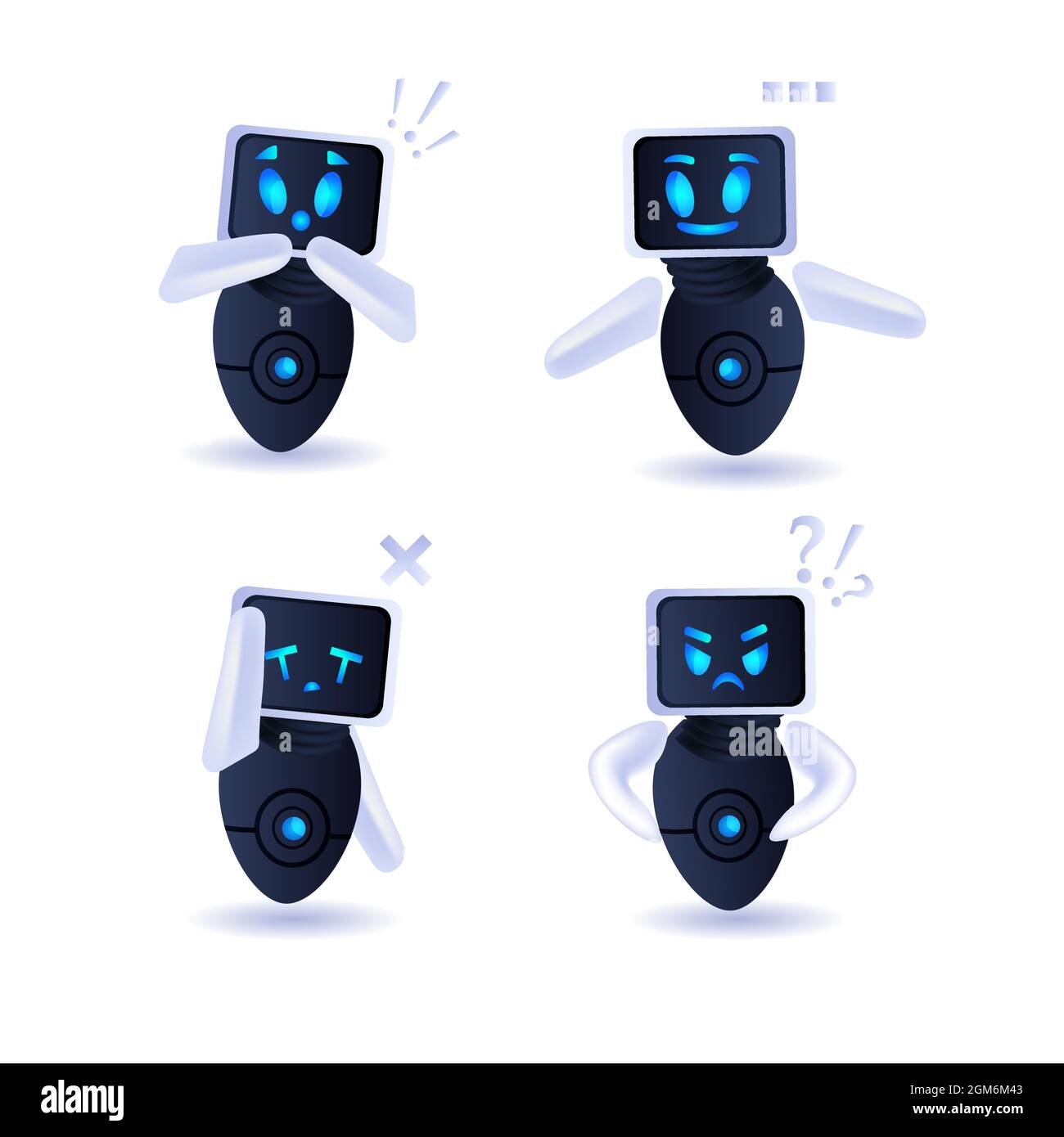 cute robot set modern robotic characters collection artificial ...
