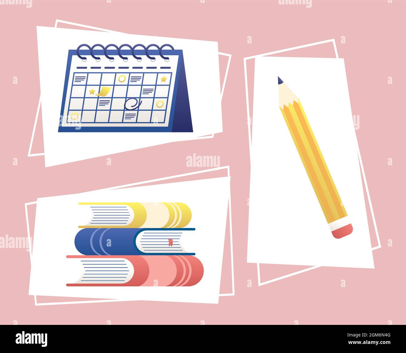 Planned icon set on pink background Stock Vector Image & Art - Alamy