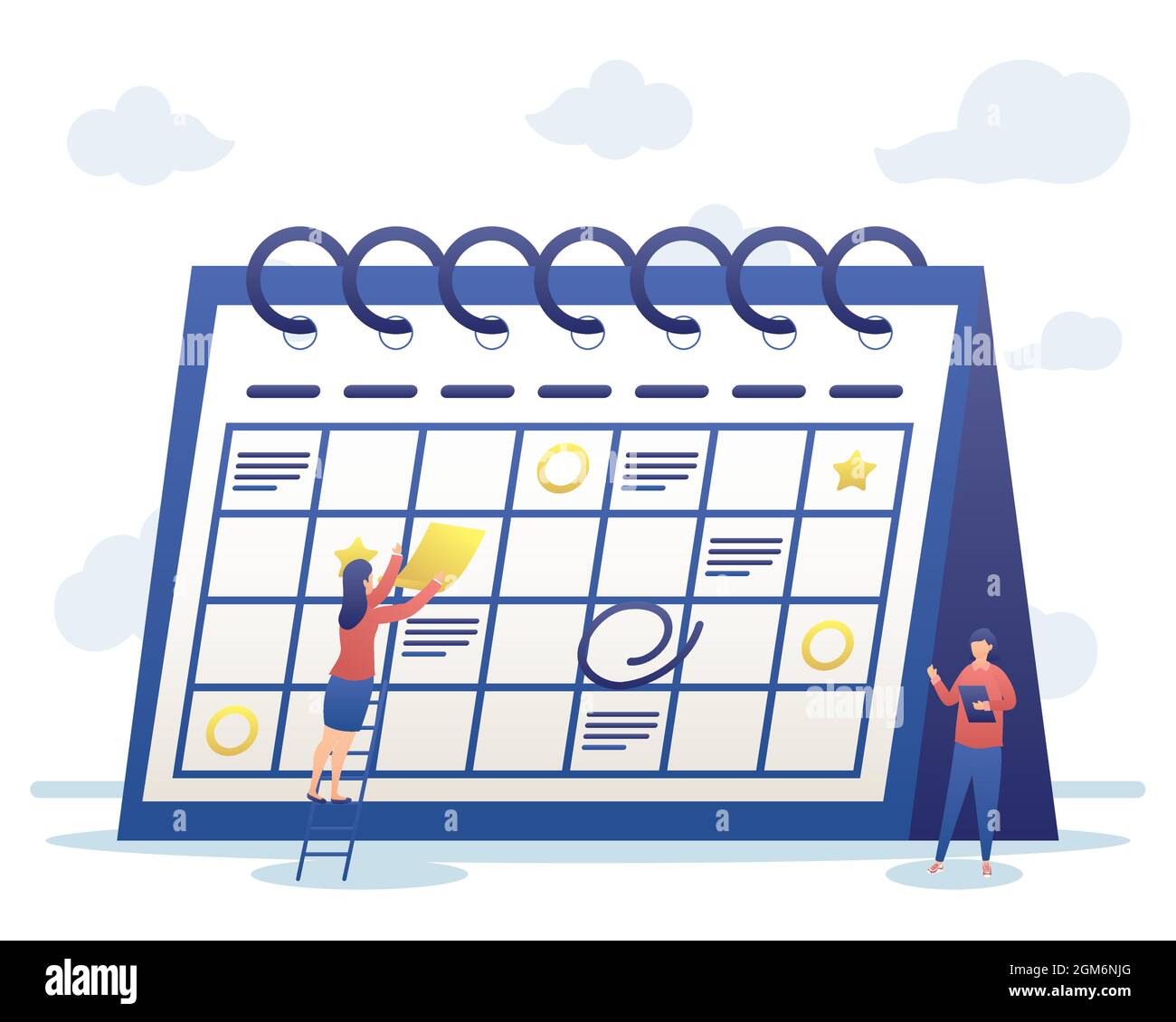 people with calendar planning on white background Stock Vector Image ...