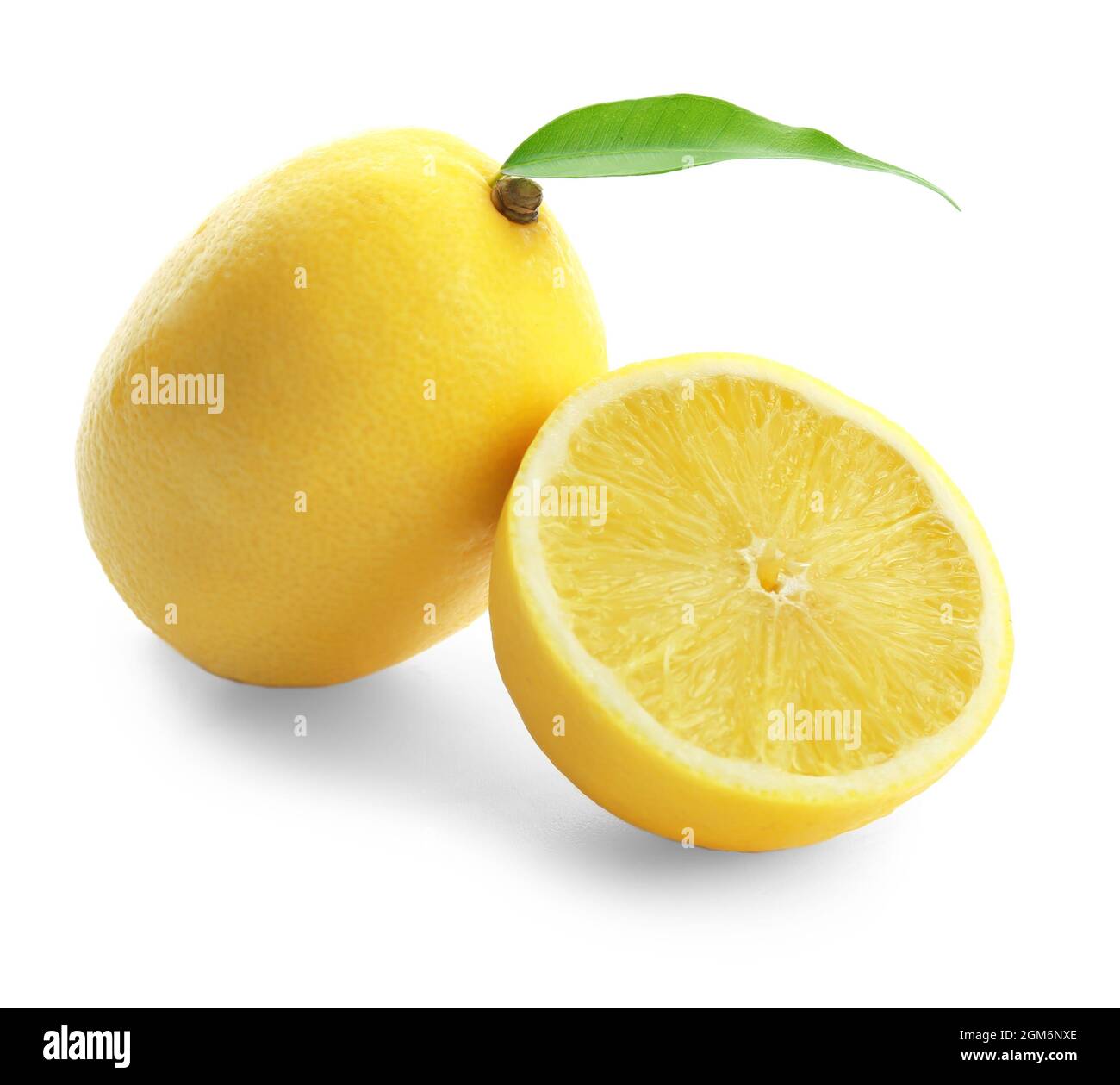 Fresh ripe lemons on white background Stock Photo - Alamy