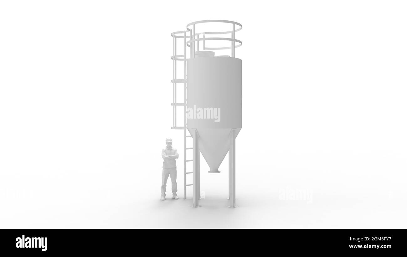 3D rendering of a agriculture harvest grain silo tower isolated on ...