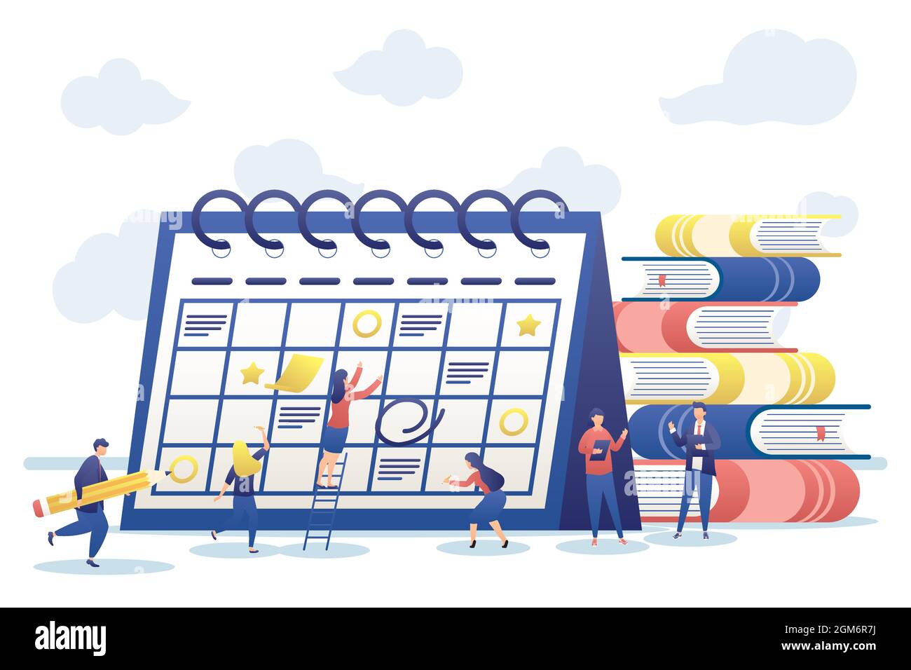 women and men with calendar planning Stock Vector Image & Art - Alamy