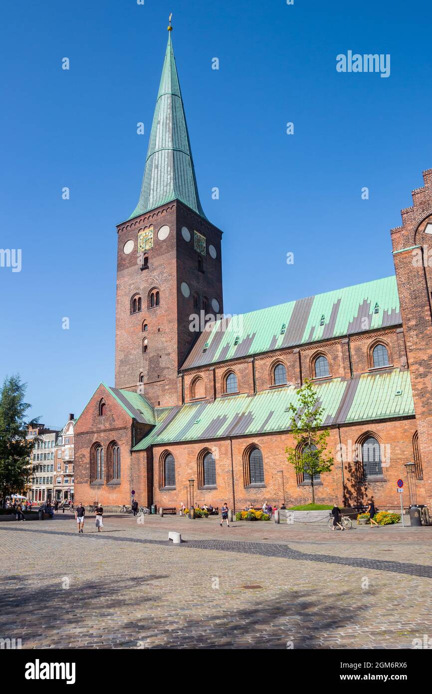 Historic Domkirke church on the market square in Aarhus, Denmark Stock ...