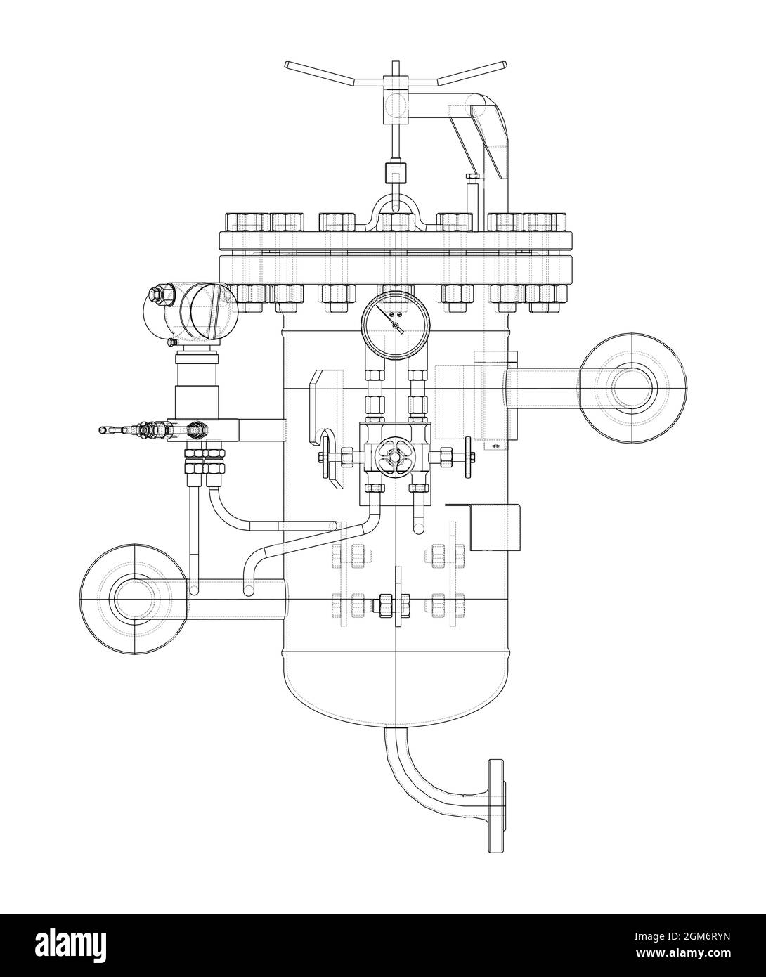 Industrial air filter with taps and pressure gauge Stock Vector Image ...