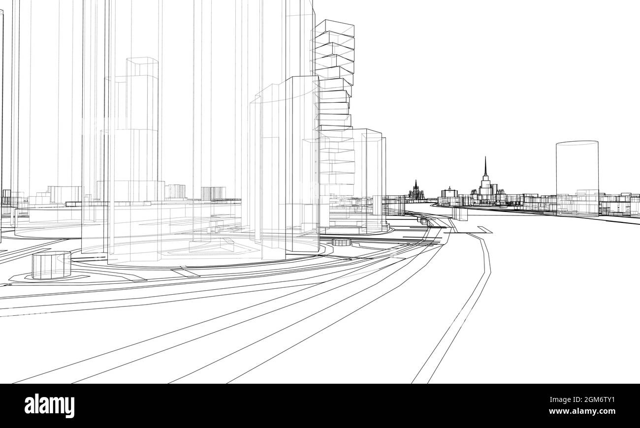 Vector lines buildings and city roads, town design Stock Vector Image ...