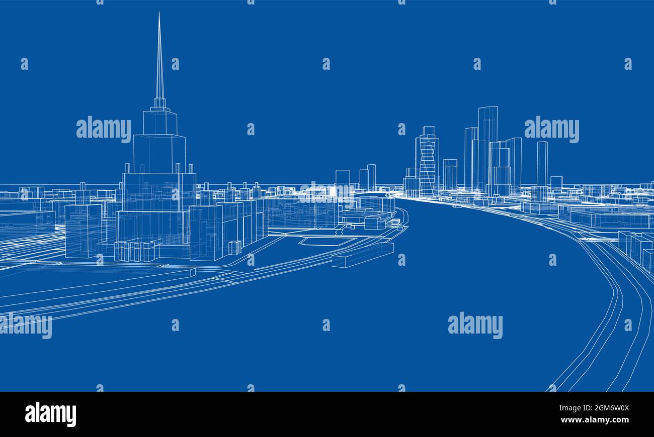 Vector lines buildings city Stock Vector Images - Alamy
